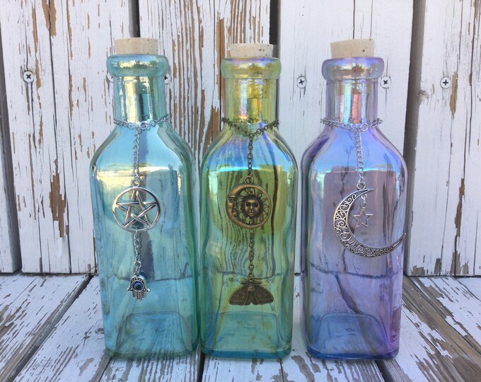 Iridescent Potion Bottles, Square Bottles, Spell Bottles, Altar Tools ...