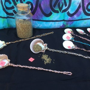 Wire Wrapped Sea Shell Spoons, Scallop Shell Spoons, Herb Spoons, Sea ...