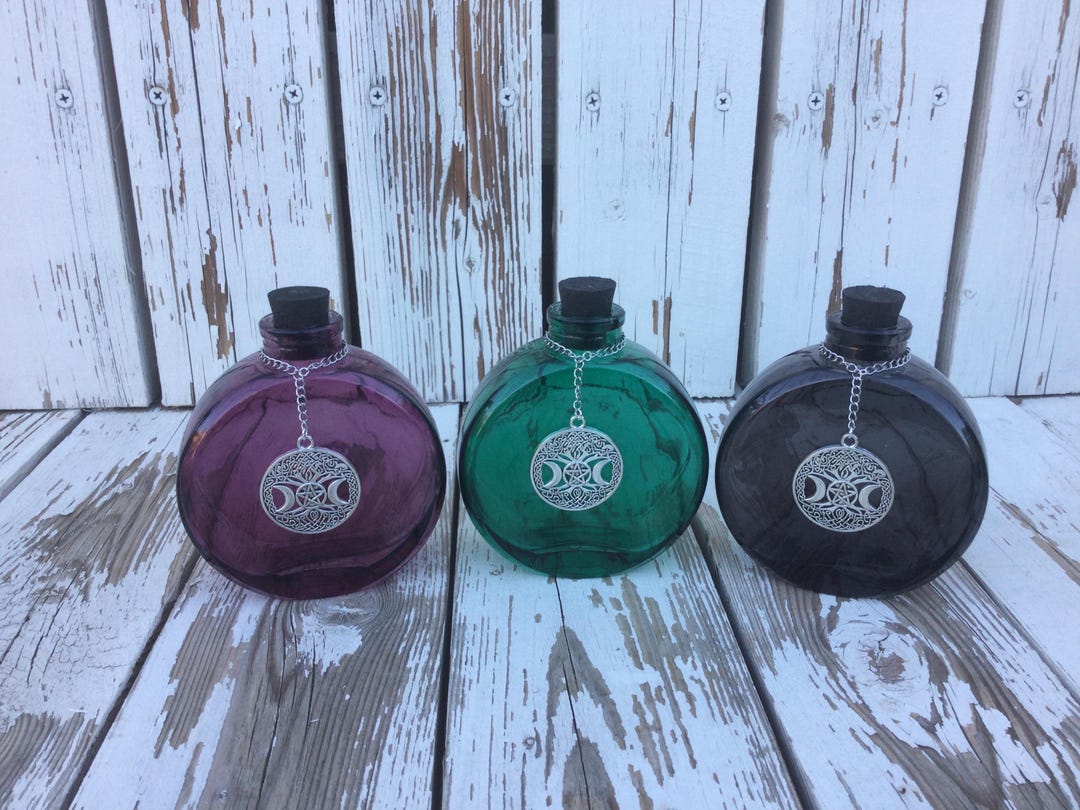Round Potion Bottle, Apothecary Bottle, Herb Bottle, Full Moon Water ...