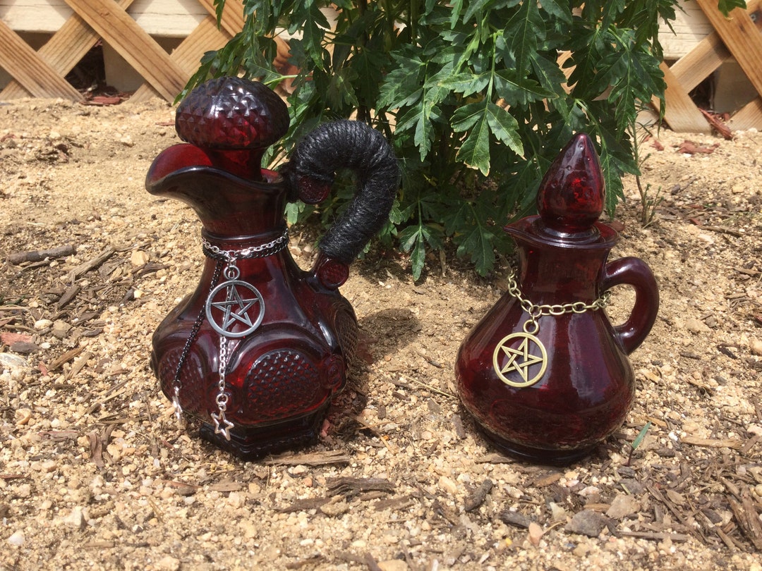 Vintage 1876 Avon Red Glass Gothic Potion Bottles Potion - Etsy