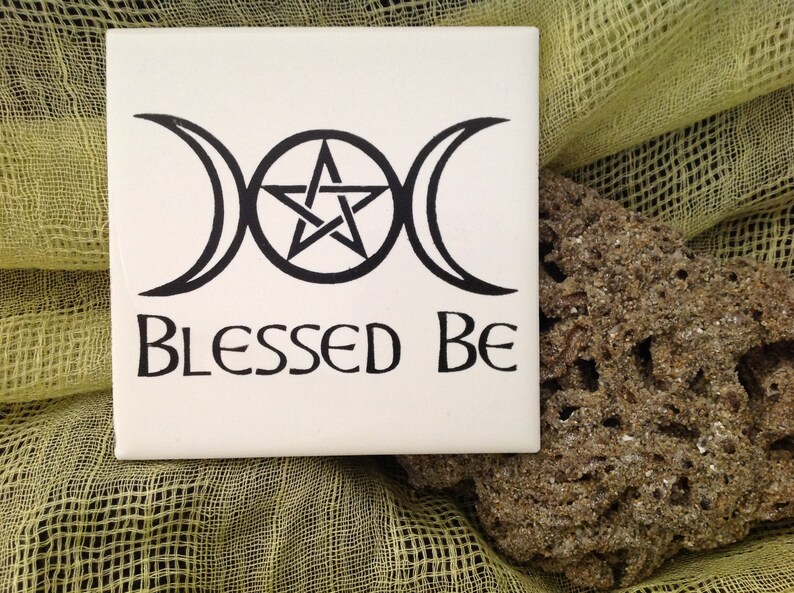 Triple Moon Blessed Be Tile, Pagan Sign, Witch Blessed Be Sign, Wiccan ...