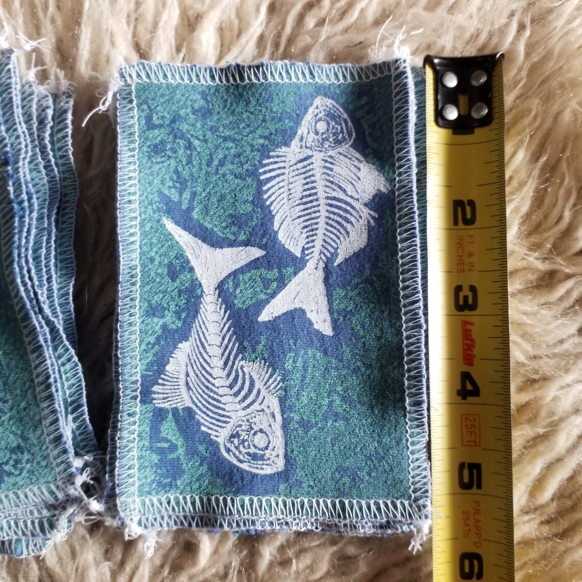 Fish bone patch handmade patches screenprint patch made from | Etsy