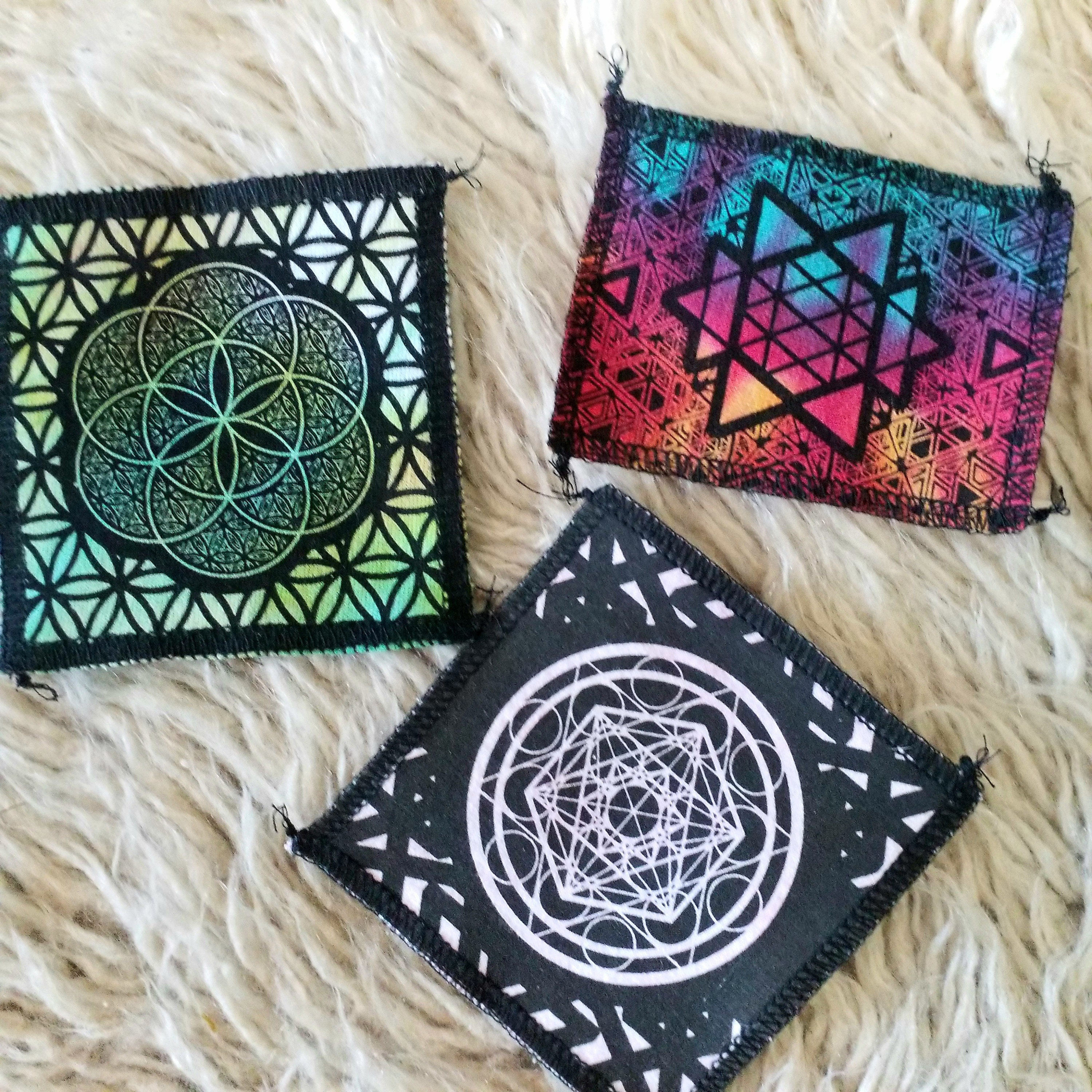 Sacred Geometry Patches Set of Three Screen Print Patches on - Etsy