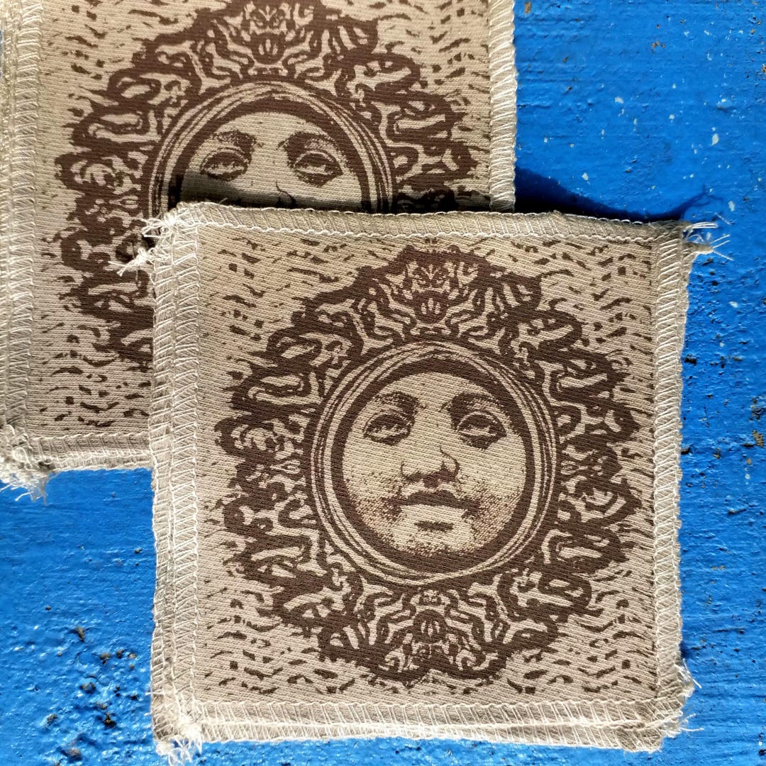 Sun Patch Handmade Patch 4 Inch Screen Print Patch on Recycled T Shirt ...