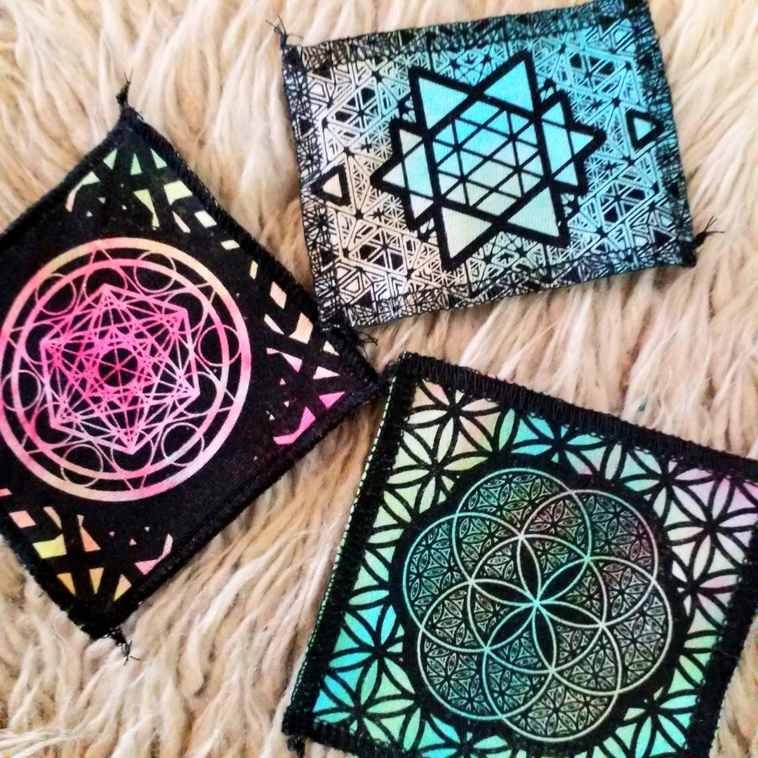 Sacred Geometry Patches Set of Three Screen Print Patches on - Etsy UK