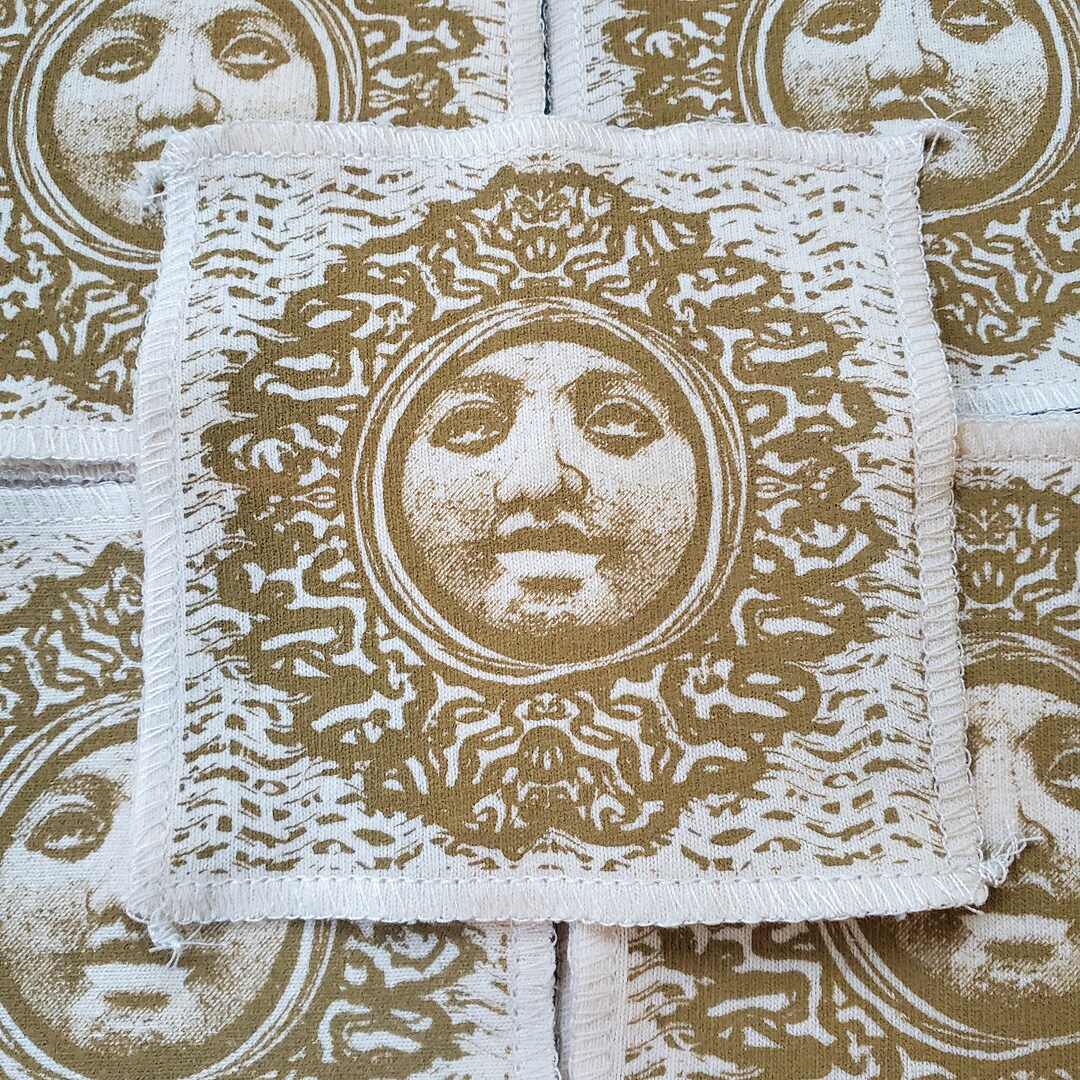 Screenprint Patch Sun Face Sew on Patch Made From Recycled Tshirt ...