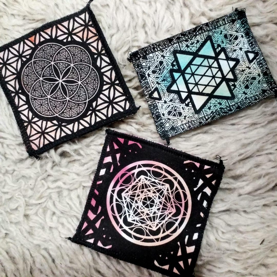 Sacred Geometry Patches Set of Three Screen Print Patches on Recycled ...