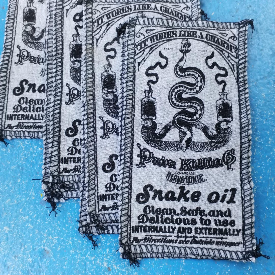 Vintage Snake Oil Patch: Screenprint Sew-on Applique for Clothing, Bags ...