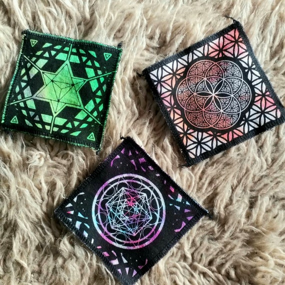 Sacred Geometry Patches Set of Three Screenprint Patches on | Etsy UK