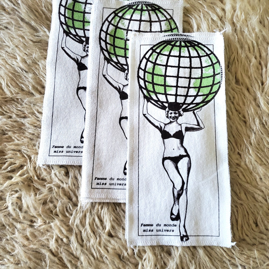 Pin up patch atlas woman strong woman art patch applique for - Etsy 日本