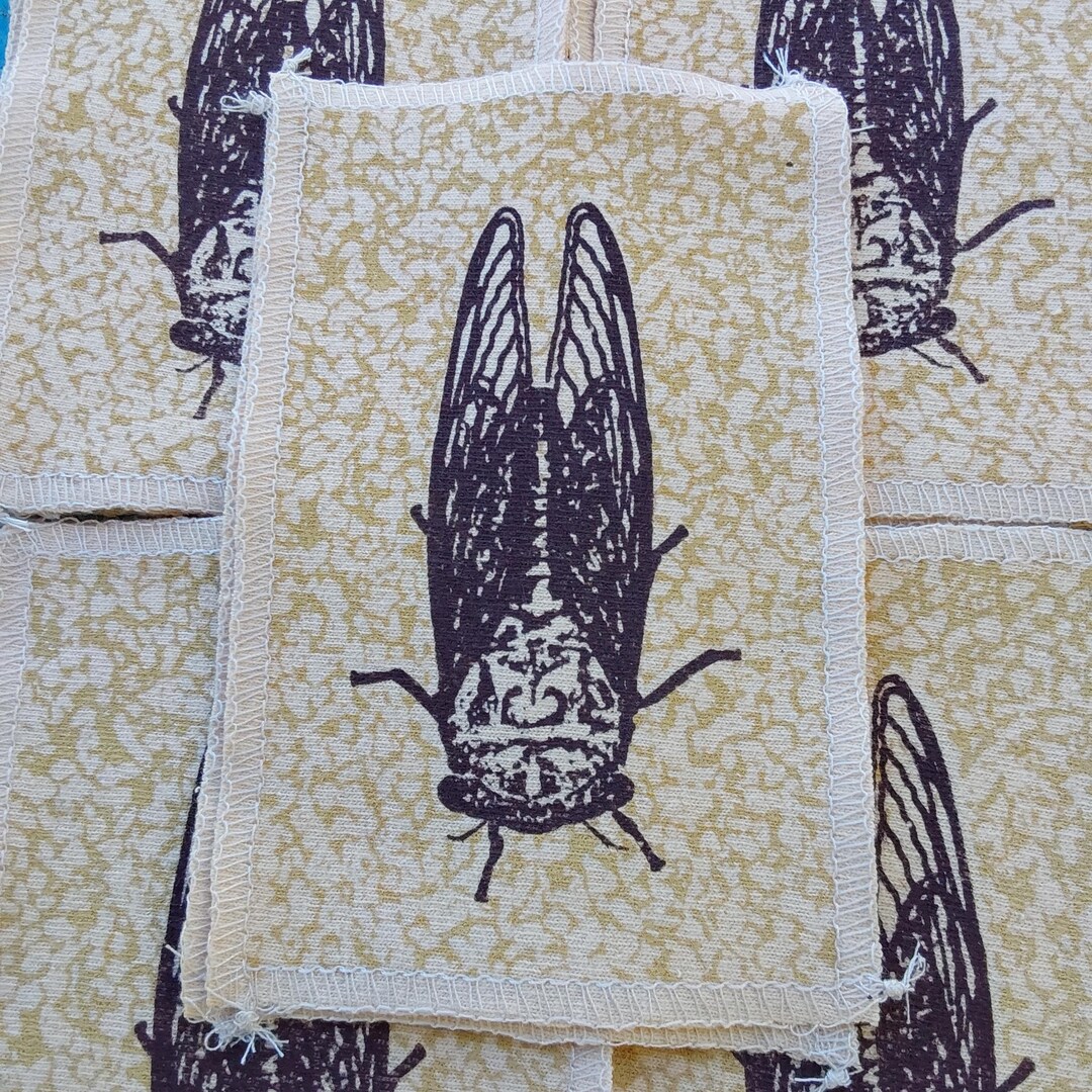 Cicada Patch: Screen Printed Bug Applique, Recycled T-shirt Material - Etsy