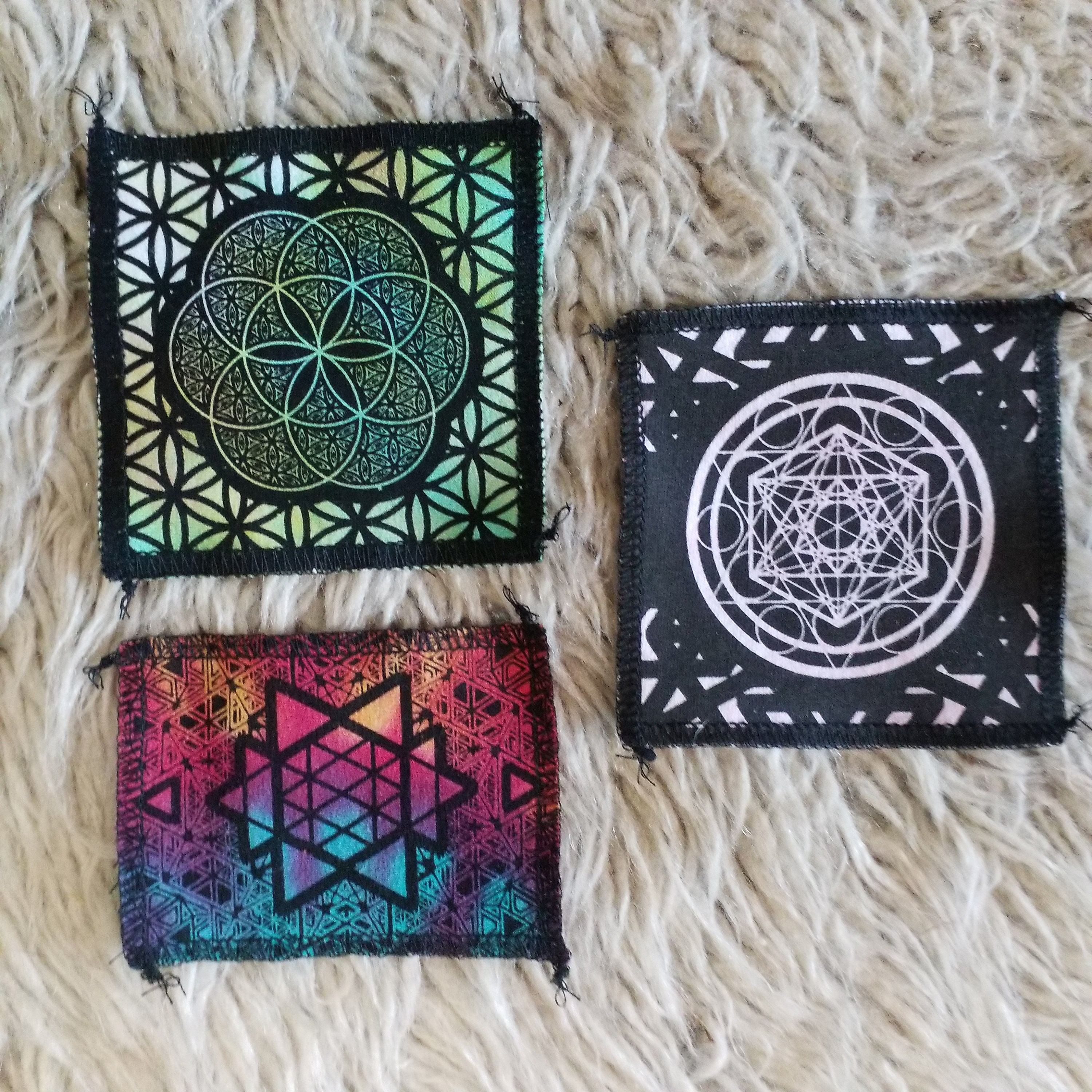 Sacred Geometry Patches Set of Three Screen Print Patches on - Etsy