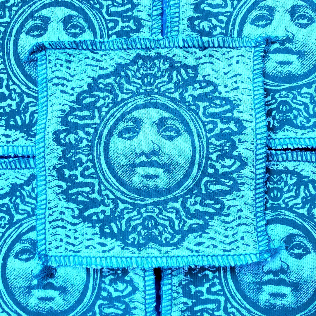 Sun Patch Handmade Patch 4 Inch Screen Print Patch on Recycled T Shirt ...