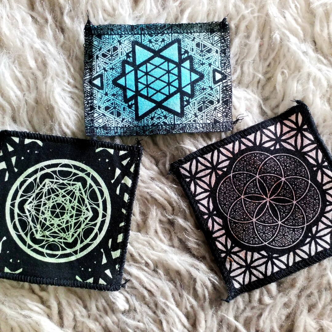 Sacred Geometry Patches Set of Three Screen Print Patches on Recycled ...