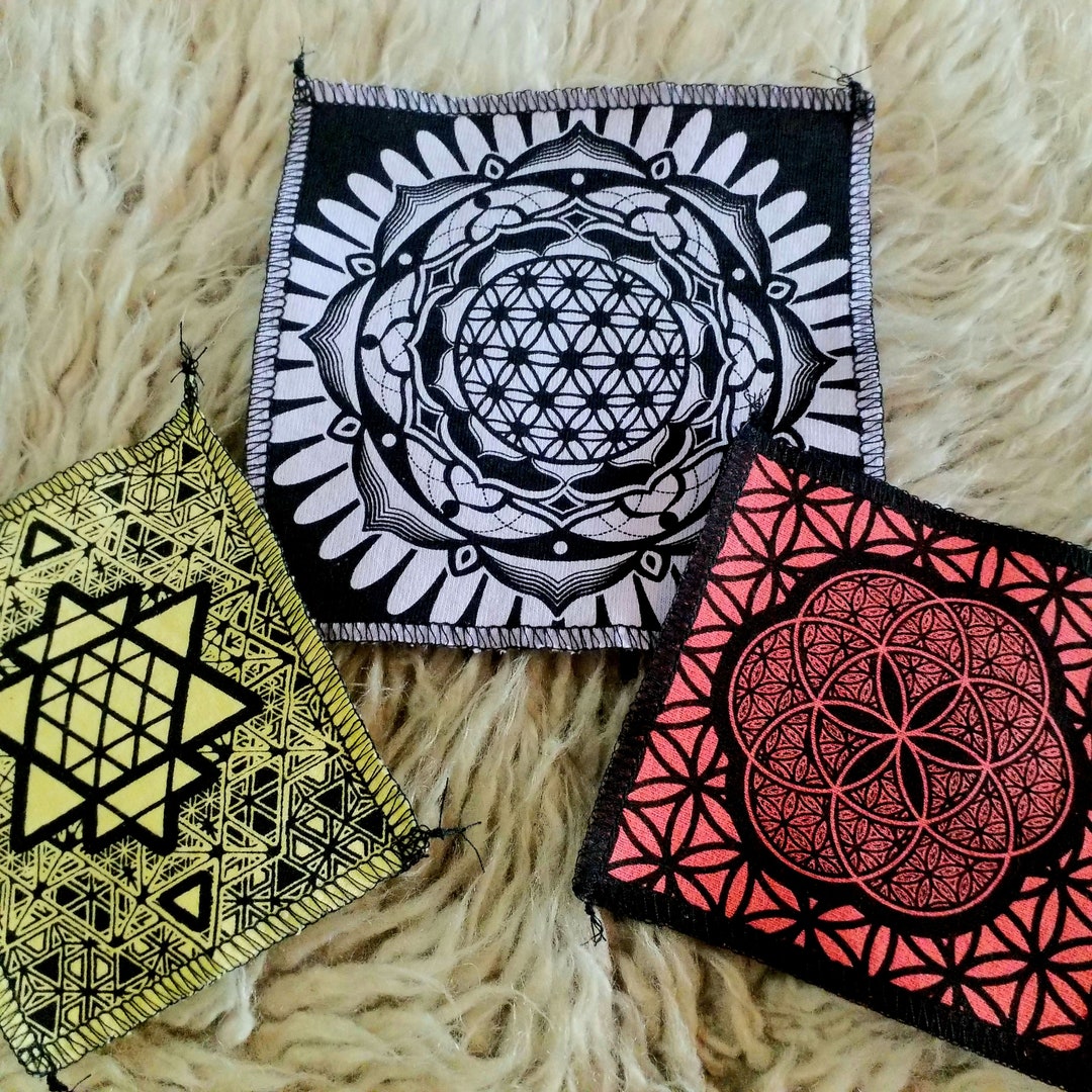 Sacred Geometry Patches: Upcycled T-shirt Fabric Applique, Set of 3 - Etsy