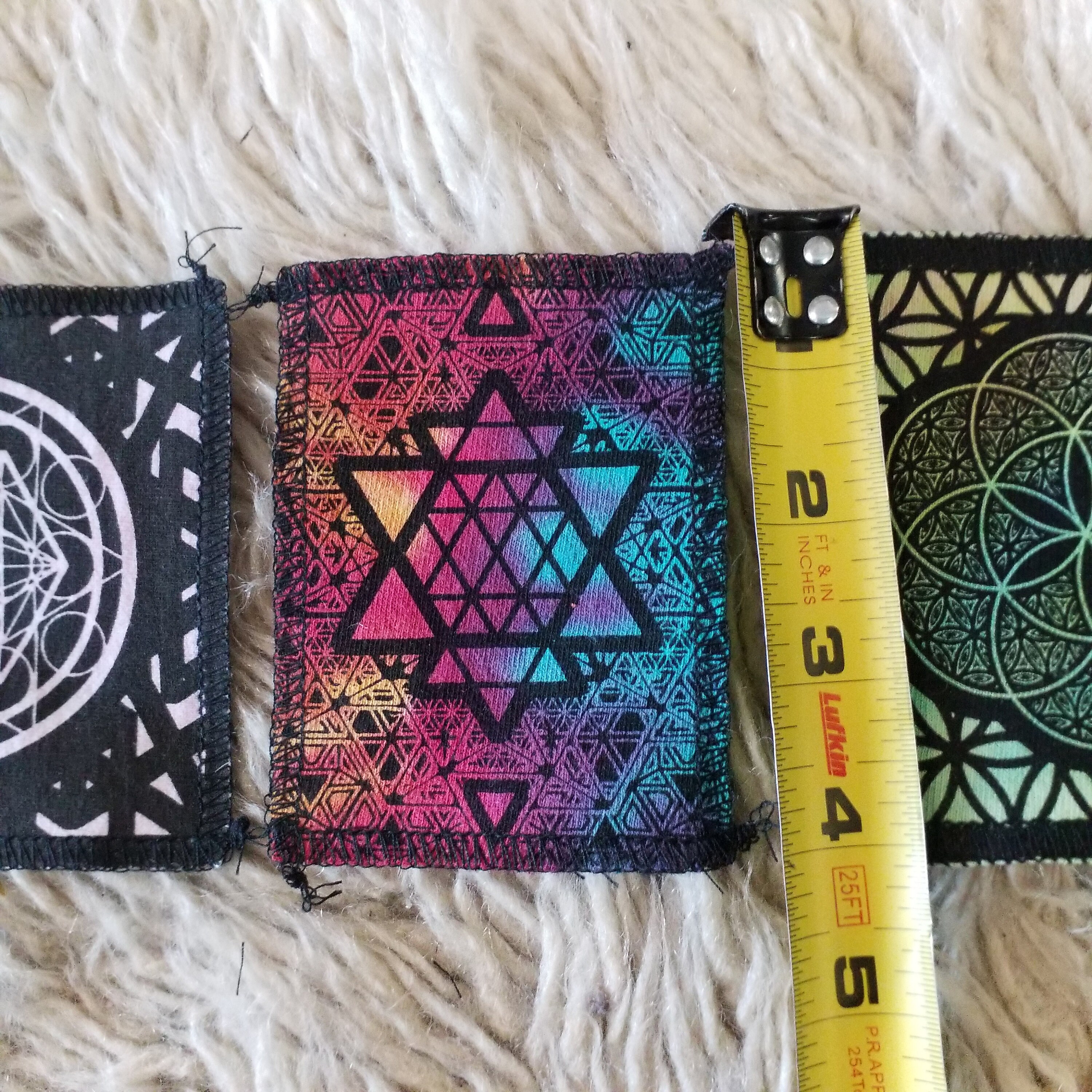 Sacred Geometry Patches Set of Three Screen Print Patches on - Etsy