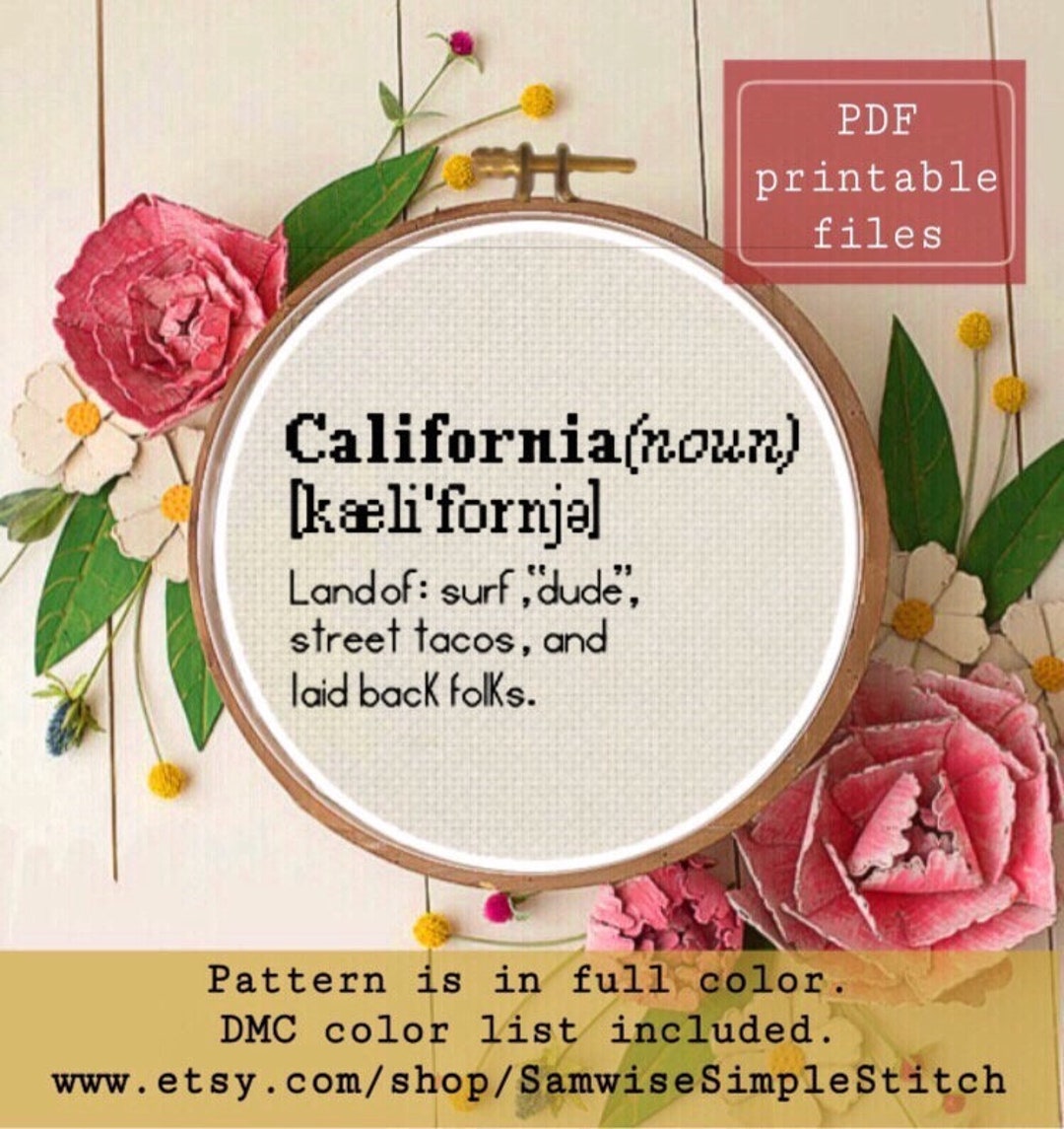 California Modern Definition Cross Stitch PATTERN Instant Download PDF ...
