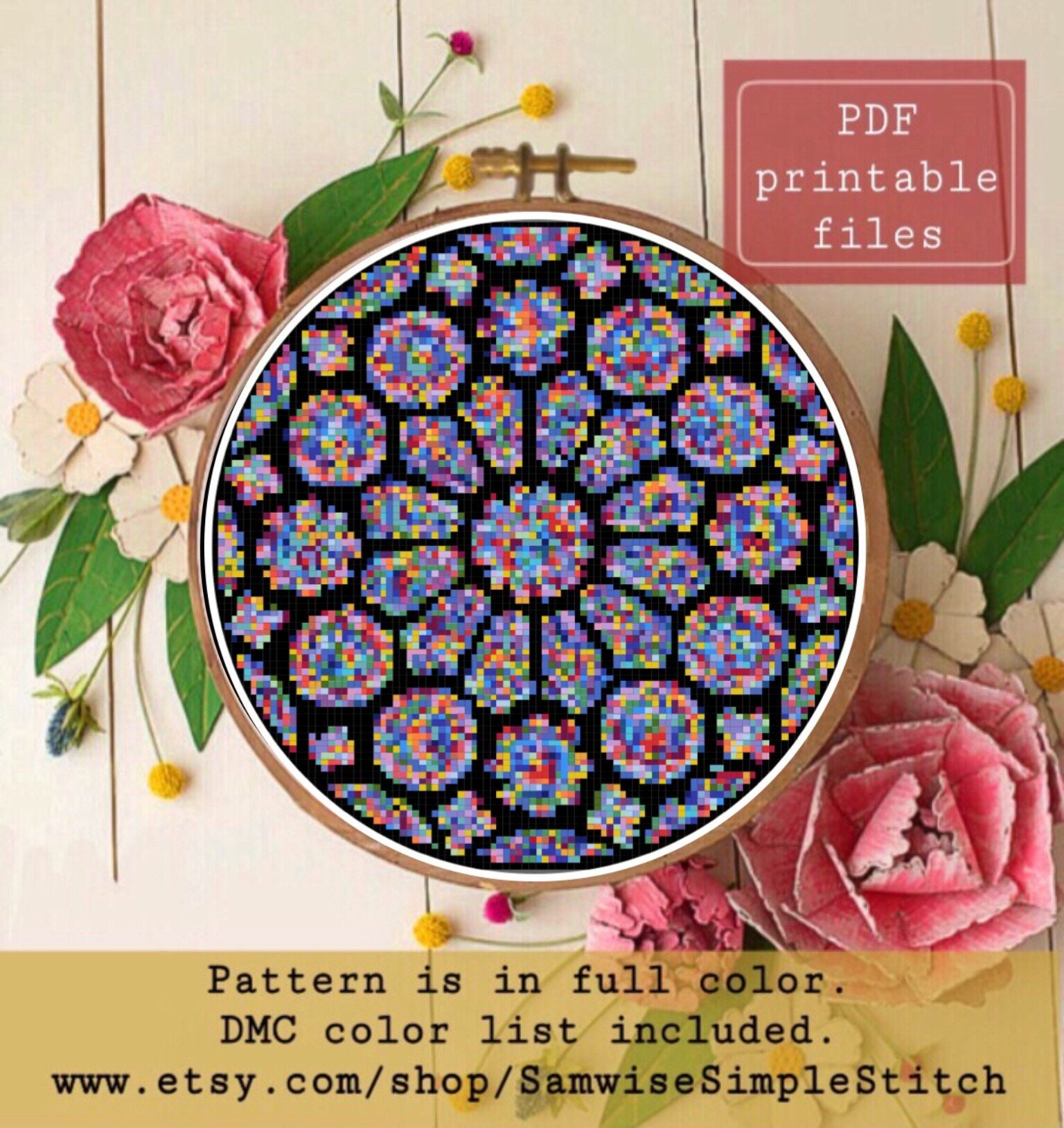 Stained Glass Cross Stitch Pattern Instant Download PDF - Etsy