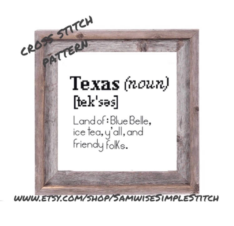 Texas Modern Definition Cross Stitch PATTERN Instant Download | Etsy
