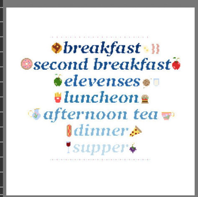 Elevenses Luncheon Second Breakfast Lord of the Rings Quote Cross ...