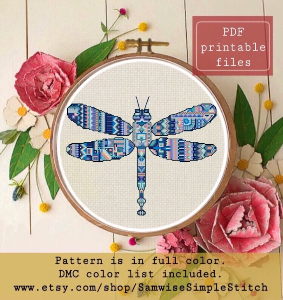 Colorful Dragonfly Cross Stitch PATTERN! Instant Download PDF Samwise ...