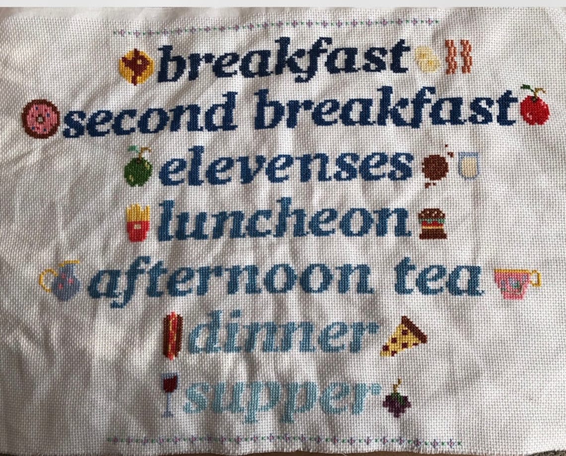 Elevenses Luncheon Second Breakfast Lord of the Rings Quote Cross ...