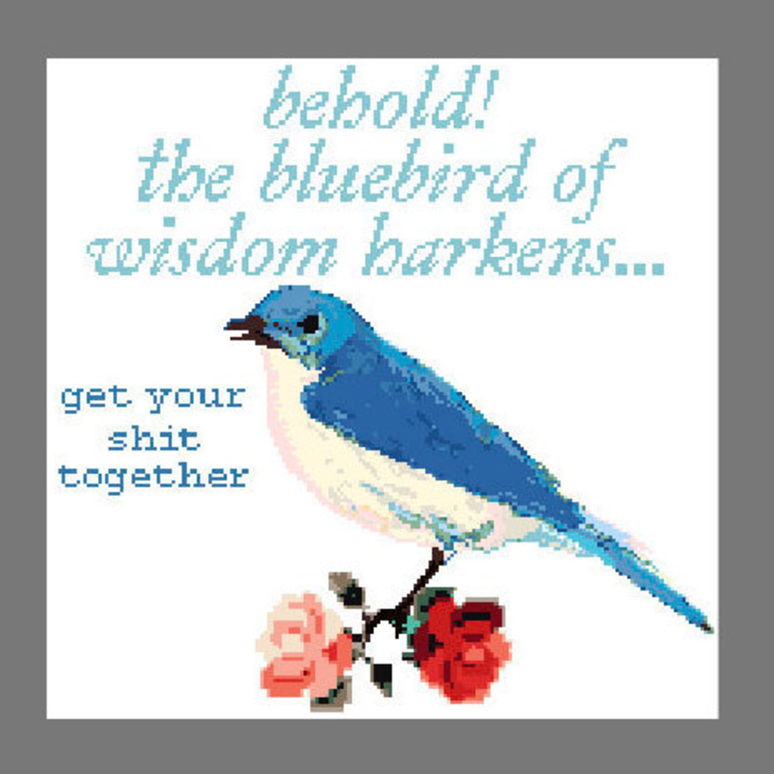 Blue Bird of Wisdom Subversive Funny Modern Cross Stitch PATTERN ...