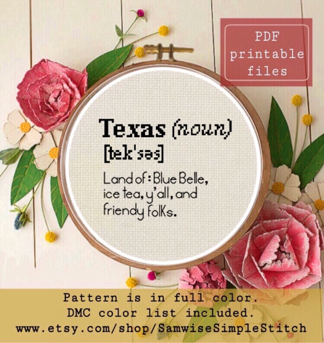 Texas Modern Definition Cross Stitch PATTERN Instant Download - Etsy