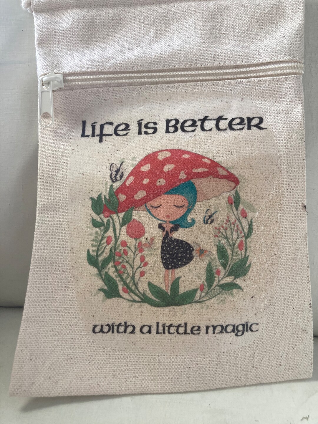 Fairy Cottage Core Mushroom Girl Zippered Across Body Canvas - Etsy