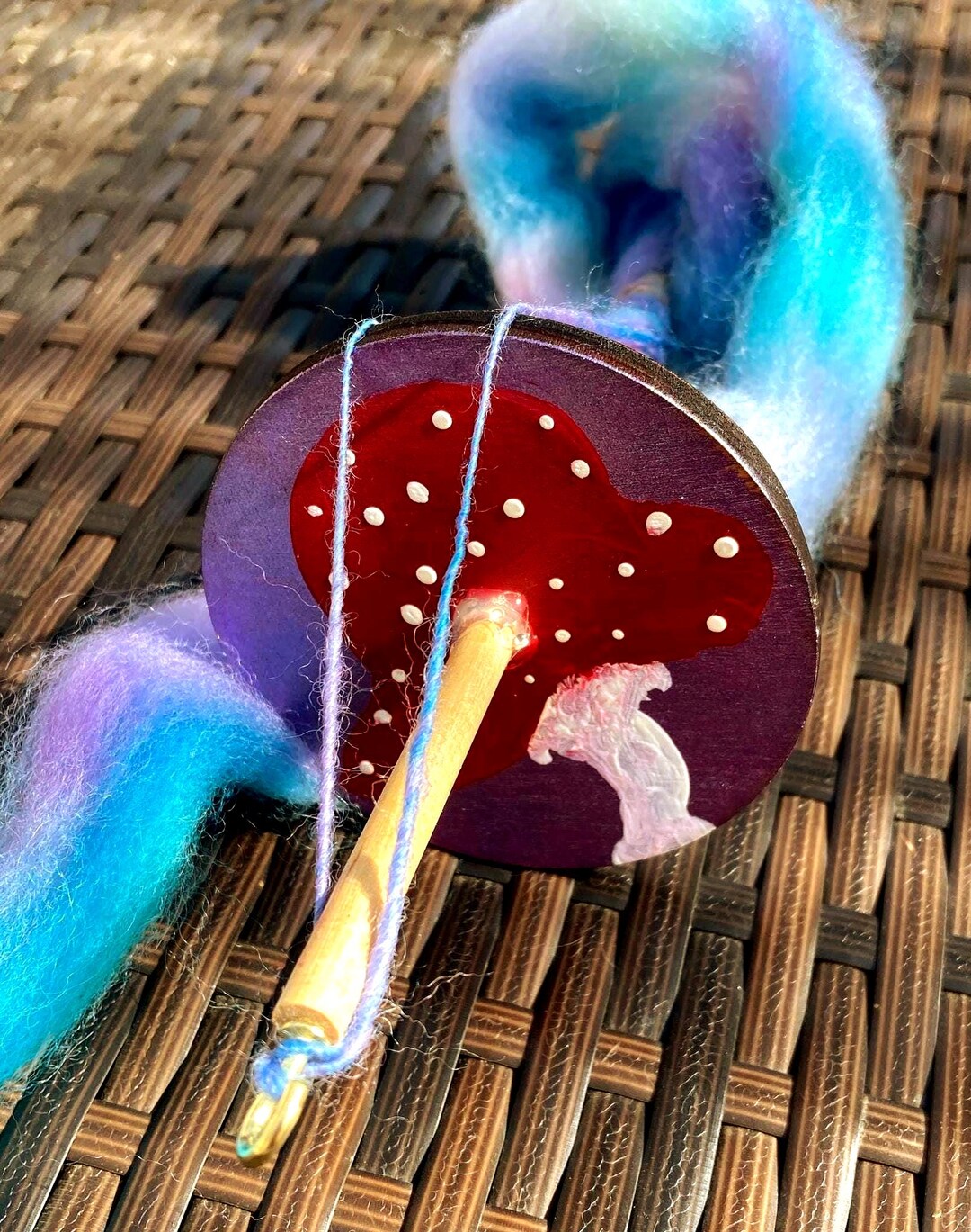 Drop Spindle Hand Painted Mushroom for Yarn Making - Etsy