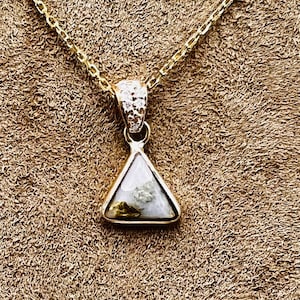 Triangle Shaped Gold Quartz and Diamond Pendant Set in 14k Yellow Gold ...
