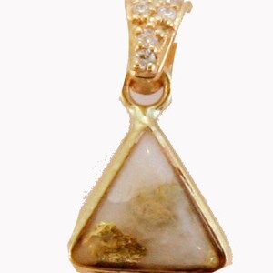 Triangle Shaped Gold Quartz and Diamond Pendant Set in 14k Yellow Gold ...