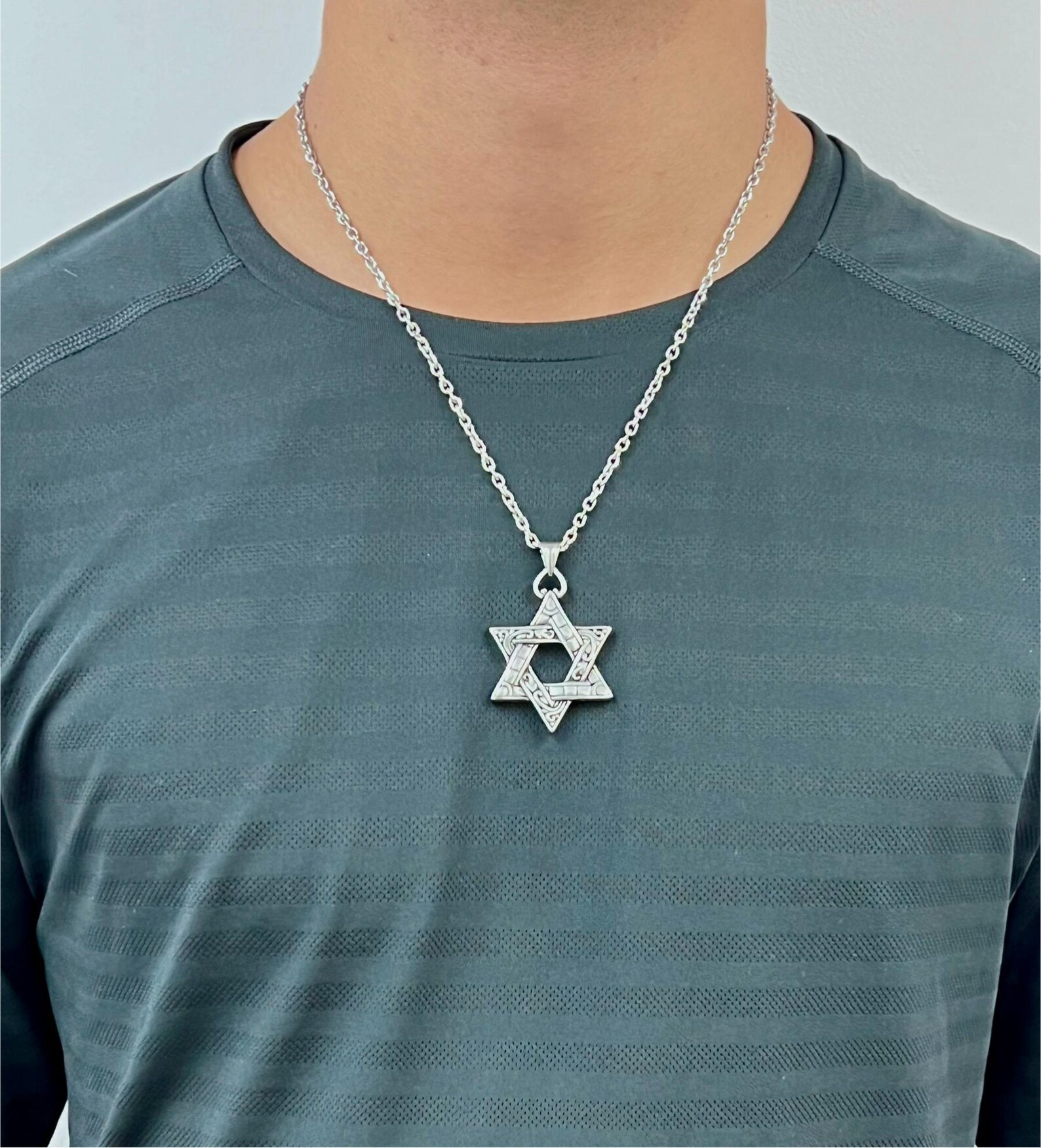 Large Double Side Star of David With Black Enamel. Stainless Steel. 2.2 ...
