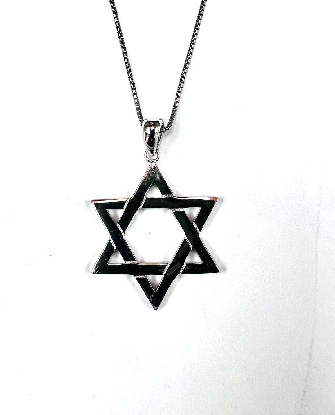 Star of David Sterling Silver Pendant. With 18 Inch Italian Made Silver ...
