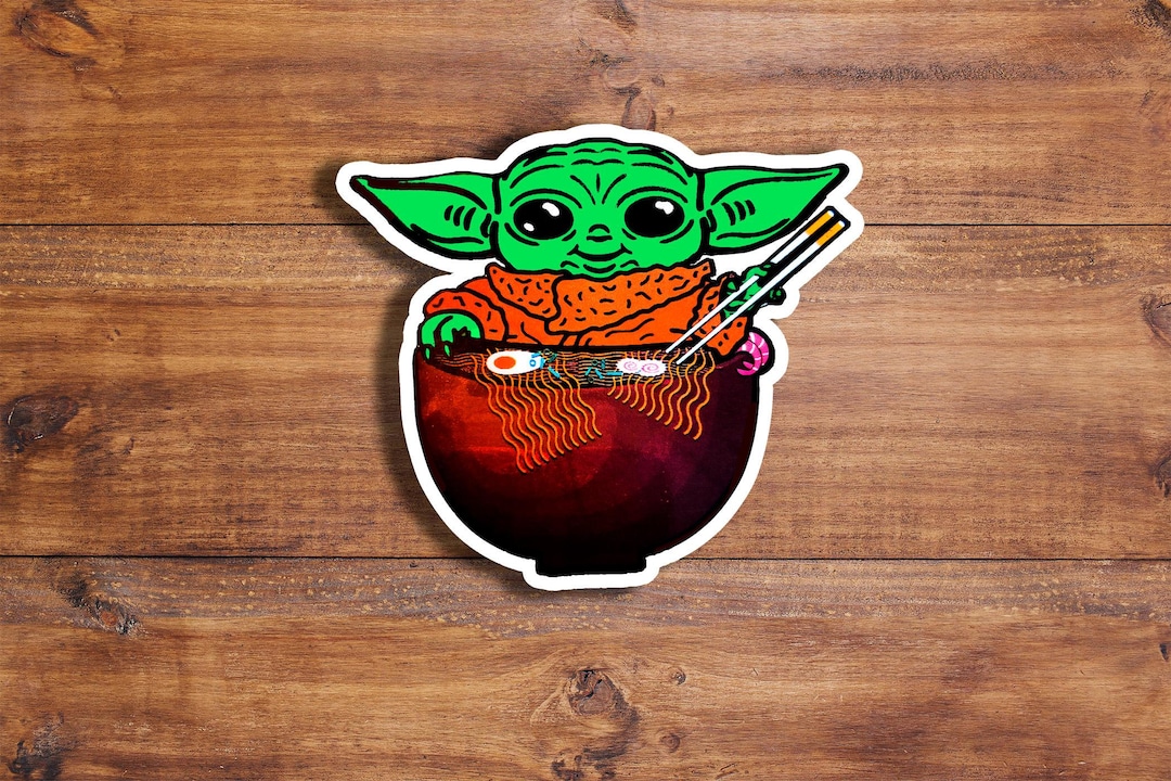 Grogu Eating Ramen Sticker Baby Yoda in a Bowl of Noodles Star Wars ...