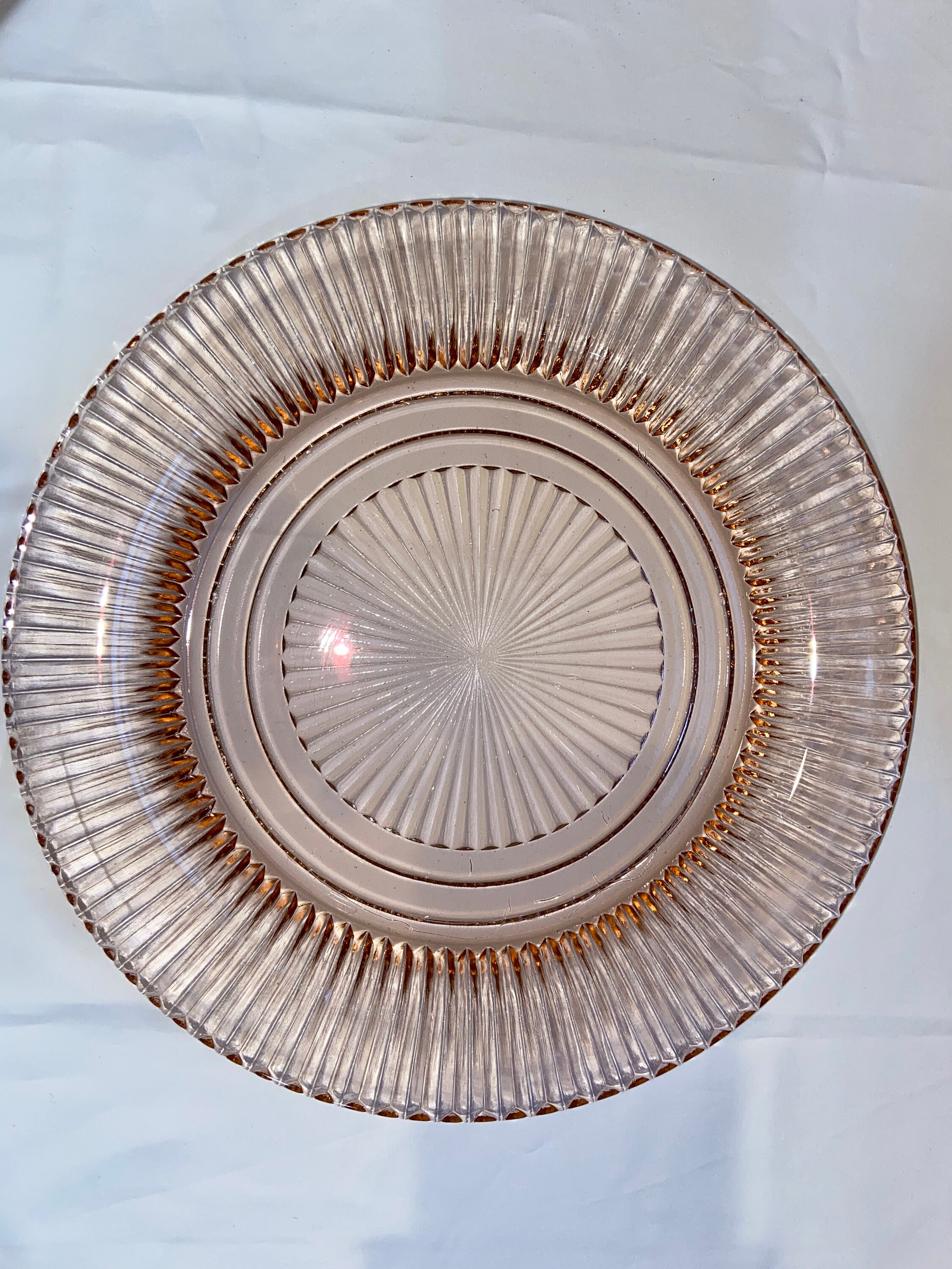 Vintage queen Mary Vertical Ribbed Dinner Plates by Anchor Hocking Pink ...