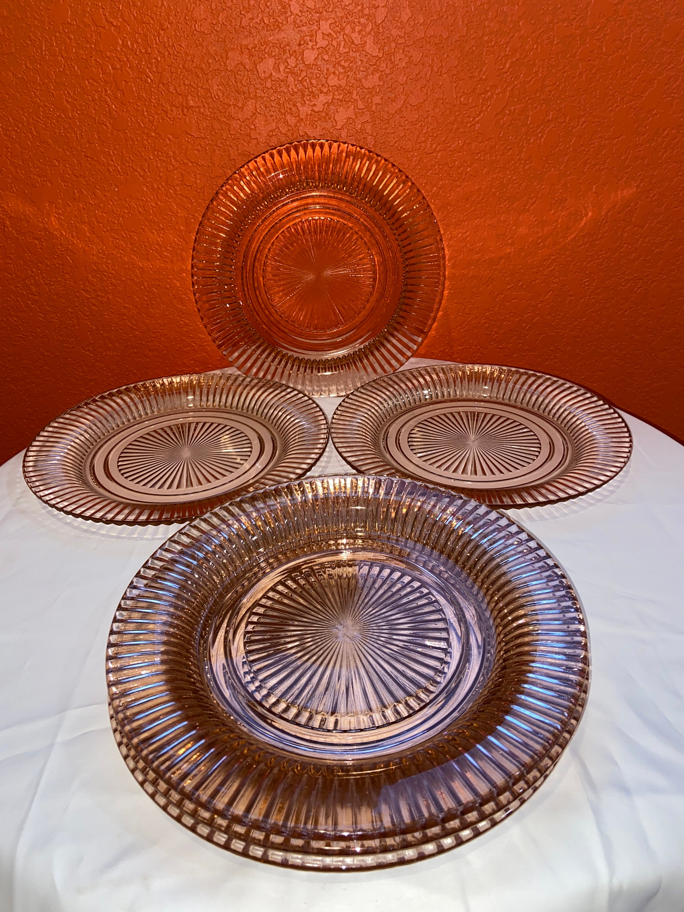Vintage queen Mary Vertical Ribbed Dinner Plates by Anchor Hocking Pink ...