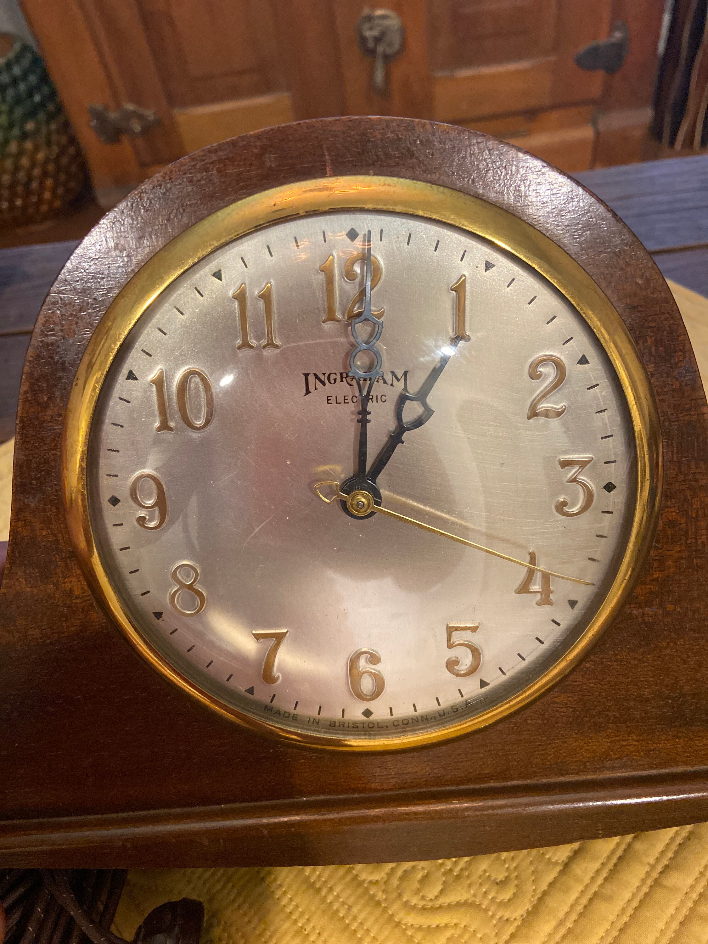 Antique Ingraham Electric Mantel Clock With Cloth Covered Cord - Etsy