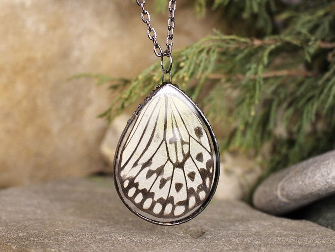 Butterfly Wings Necklace Real Butterfly Brown Wings Gift Black - Etsy