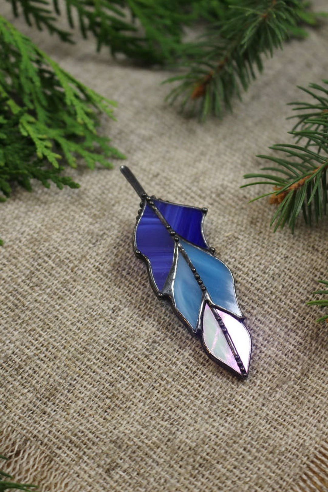 Stained Glass Brooch Feather Brooch Holiday Gift for Women Contemporary ...