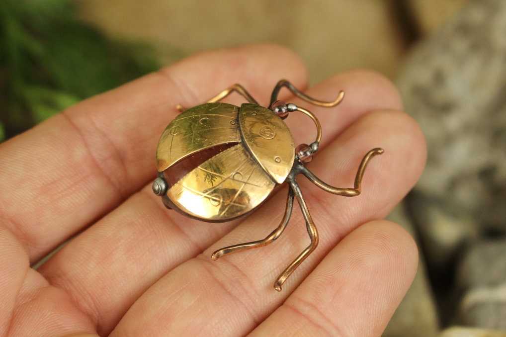 Beetle Brooch Bug Entomology Holiday Gift for Her Unique | Etsy