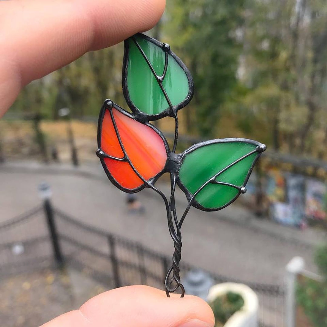 Birch Leaf Branch Brooch Pin Autumn Leaves Woodland Jewelry Stained ...