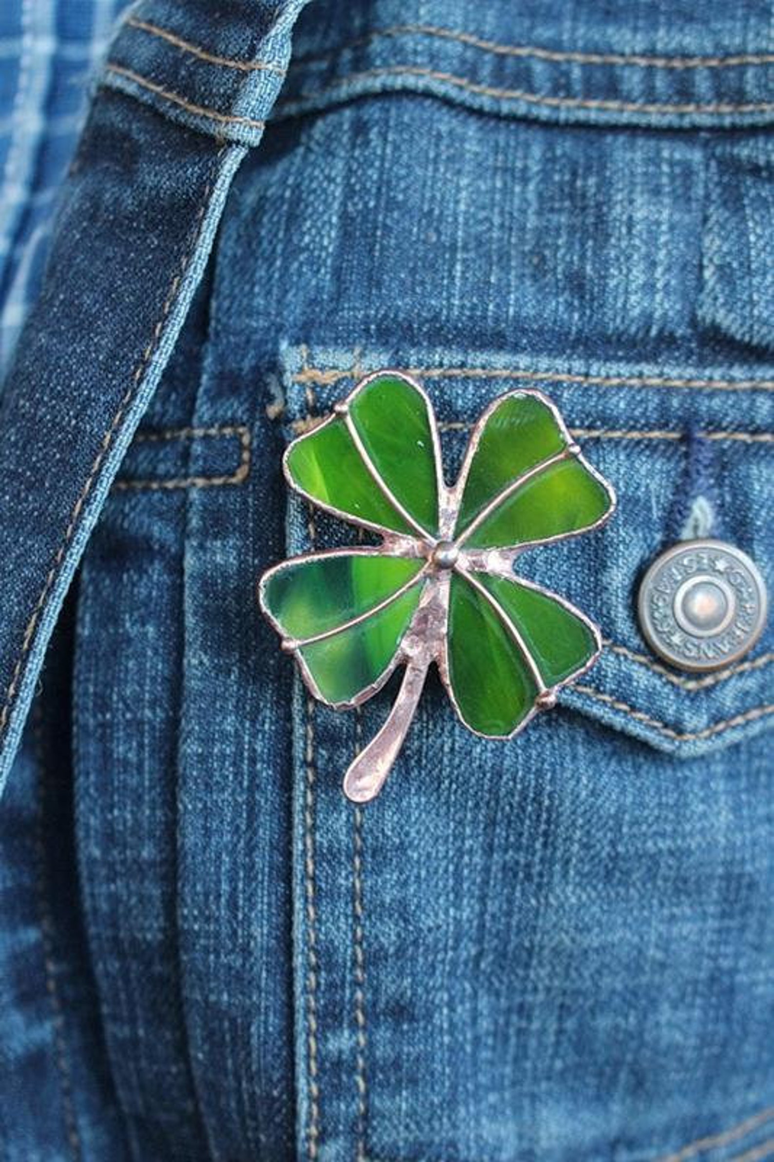 Four Leaf Clover Brooch Green Shamrock St. Patrick's Day Lucky Clover ...