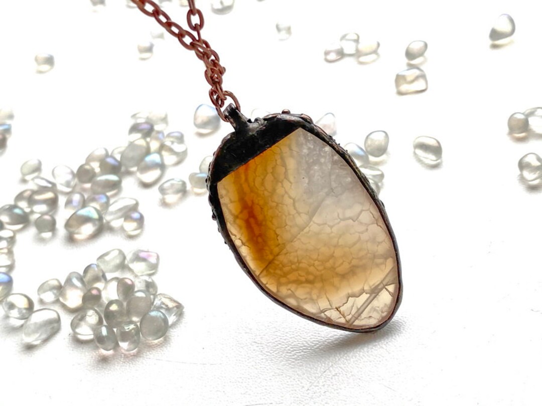 Agate Slice Pendant Oval Boho Pendant Natural Biege Stone Pendant ...