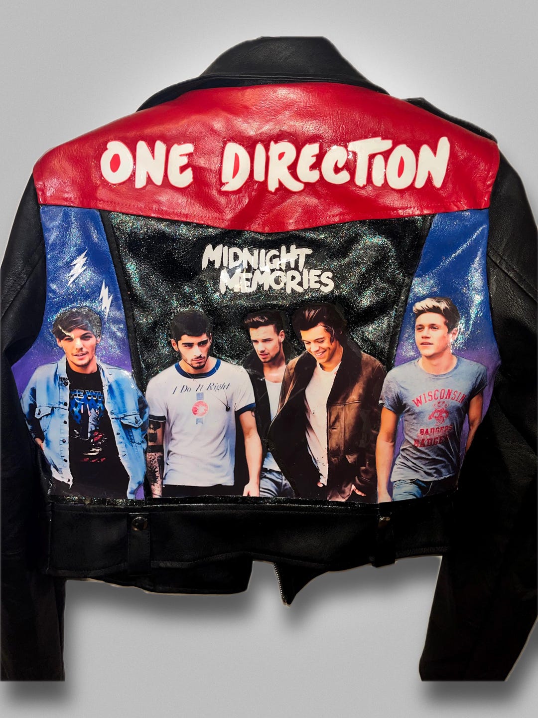 One Direction Midnight Memories Jacket: Hand-painted Faux Leather Fan ...