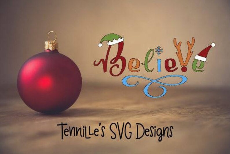 Christmas Believe SVG, Santa Hat, Elf Hat, Snowflake, Reindeer ...
