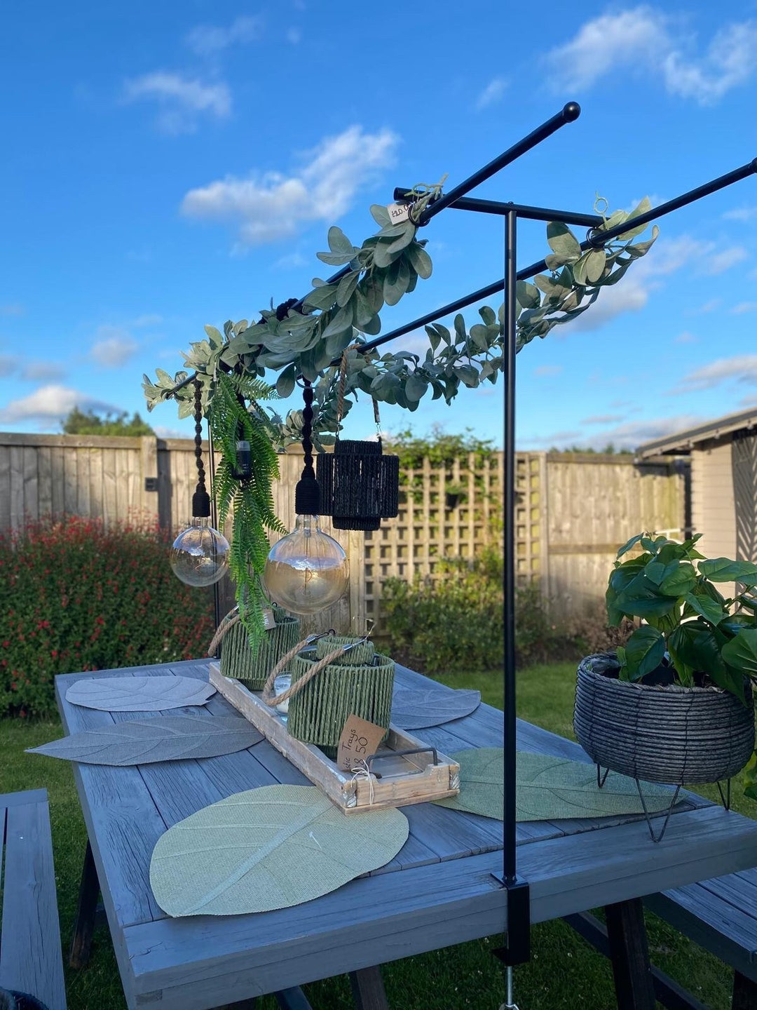 Table Display Rail, Black Metal Rail, Garden Table Display. Wedding ...