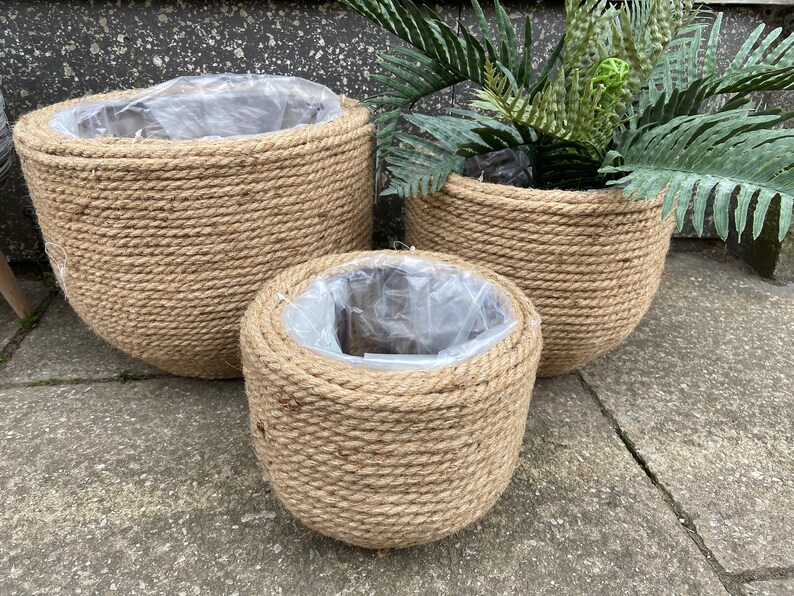 Jute Planter, Jute Plant Pot, Outdoor/indoor Planters, Neutral, Jute ...