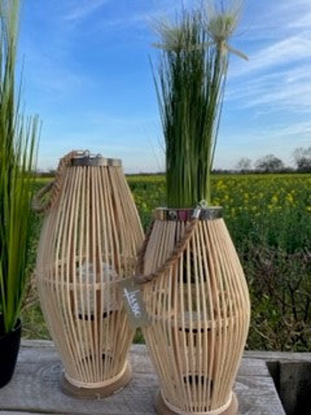 Tall Bamboo Lanterns , Perfect for the Garden, Bohemian Vibe, Natural ...