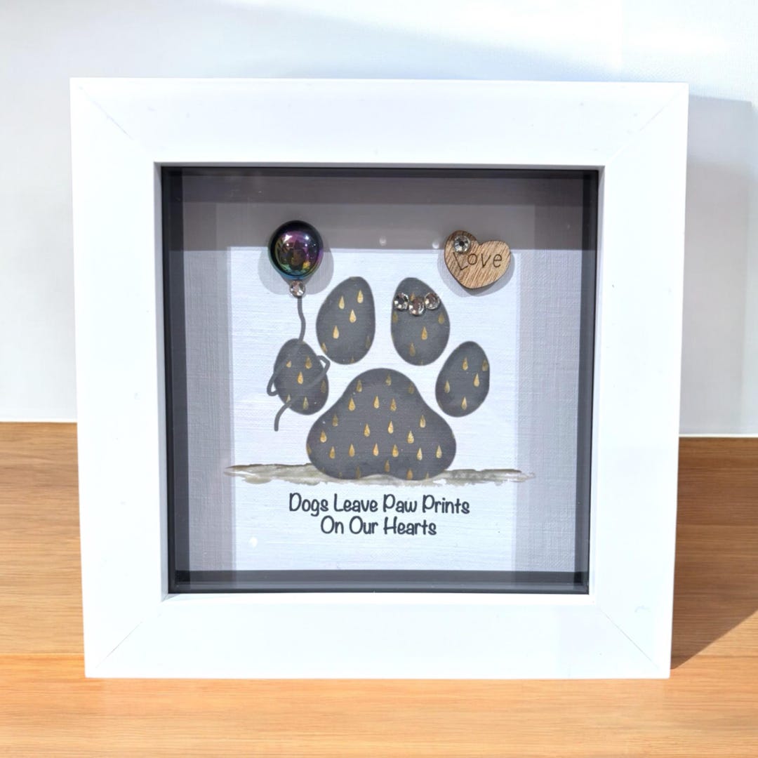 Dogs Leave Paw Prints on Our Hearts Framed Glass Pebble Art - Etsy